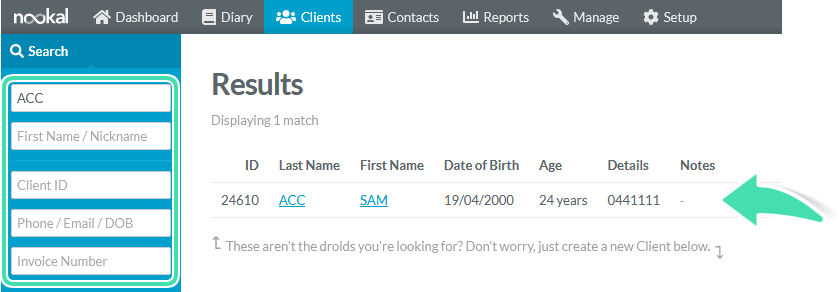 Clients ACC History Page – Nookal