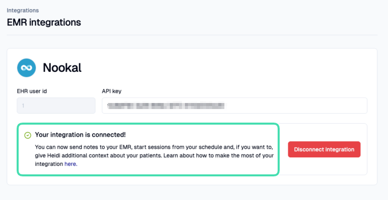 Connecting Nookal to Heidi – Nookal