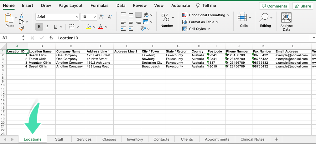 Moving to Nookal: Spreadsheet – Nookal