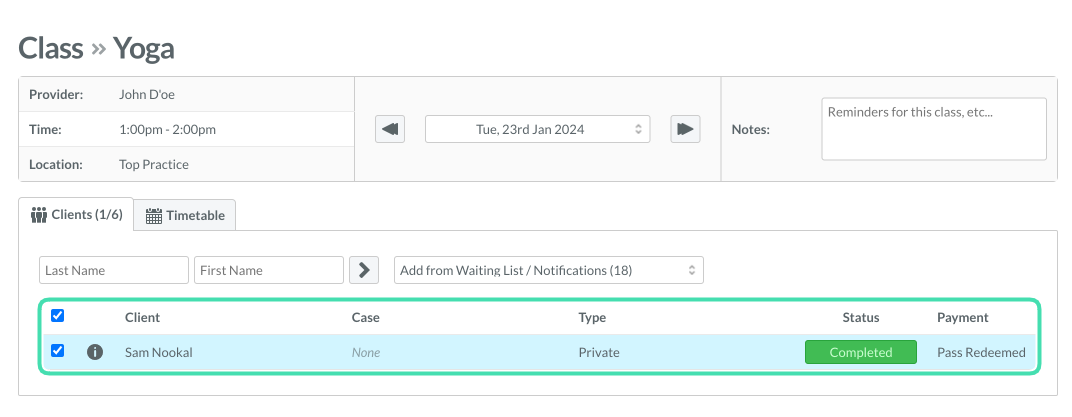 Printing or Emailing Pass Redemption Lists – Nookal
